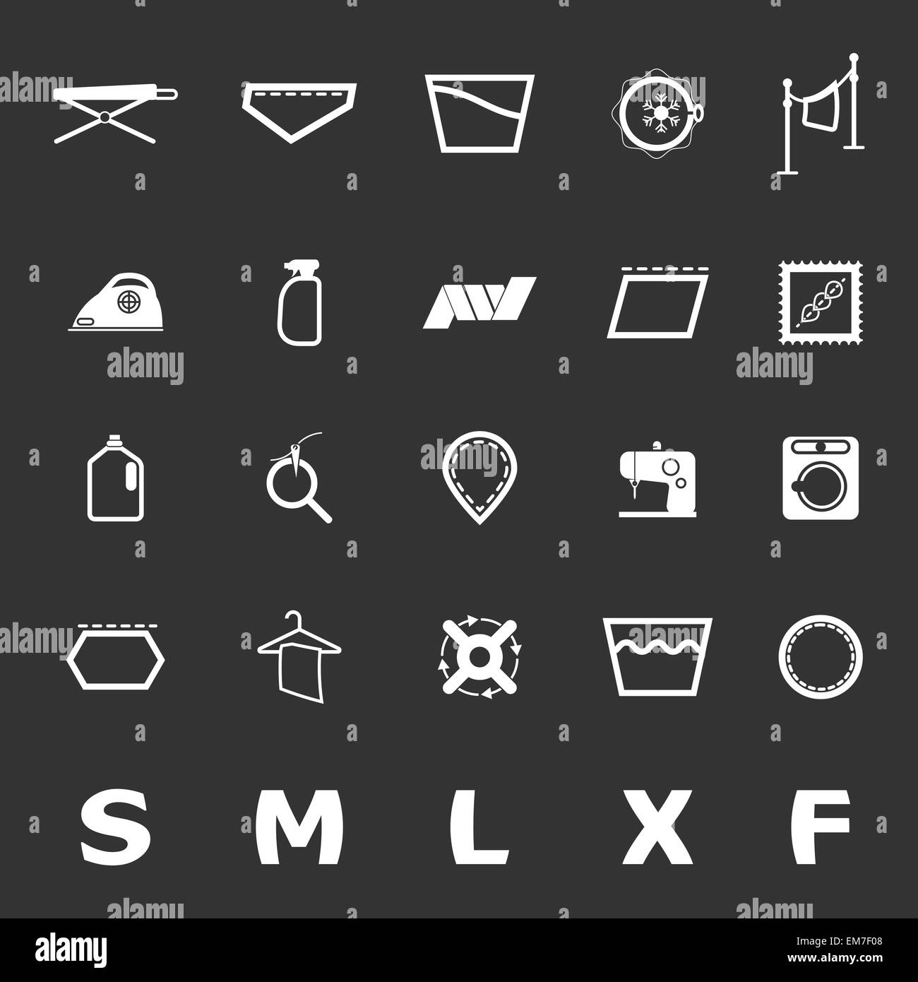 Cloth care sign and symbol icons on gray background, stock vector Stock ...