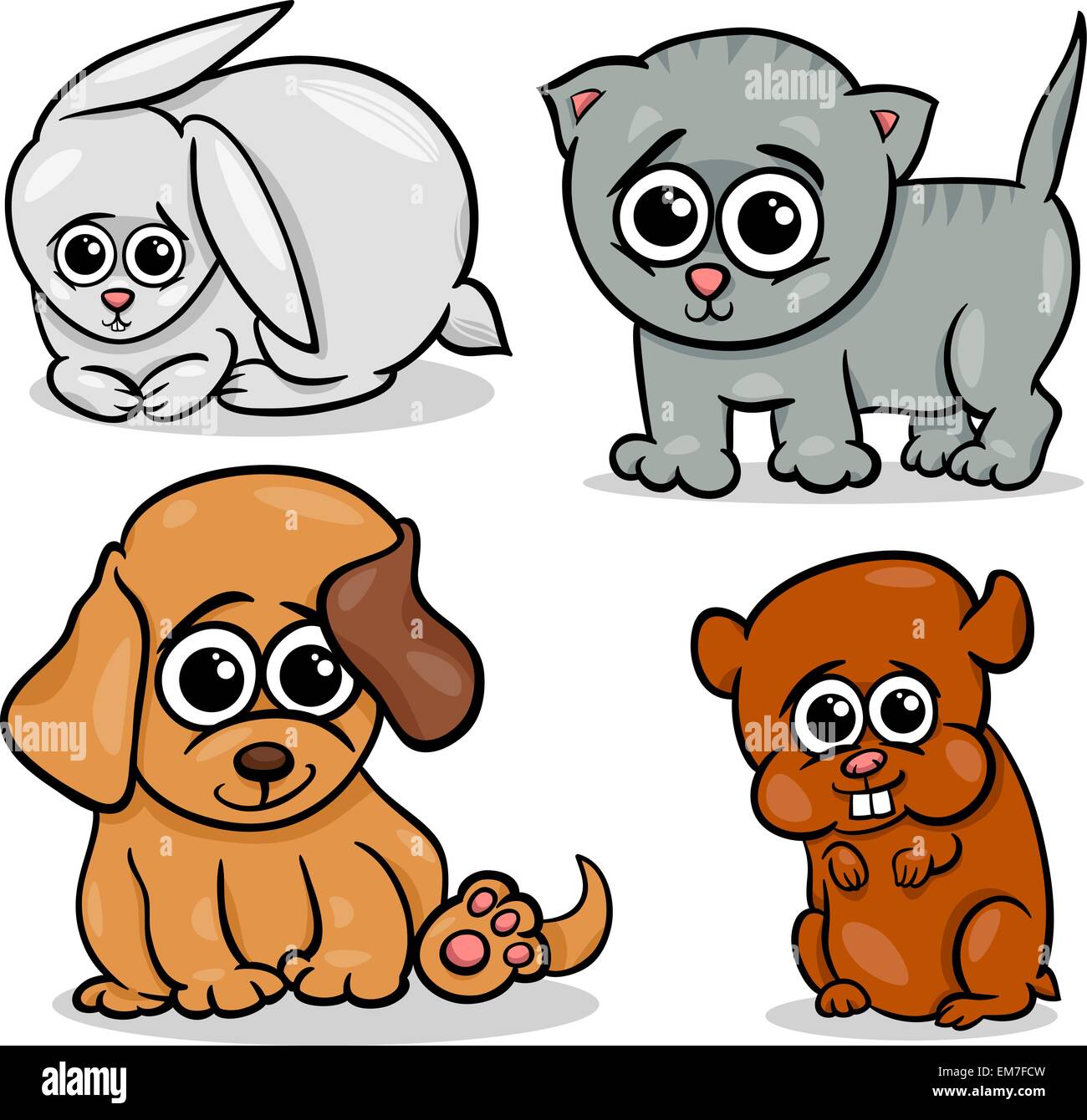 cartoon cute pets animals set Stock Vector Image & Art - Alamy