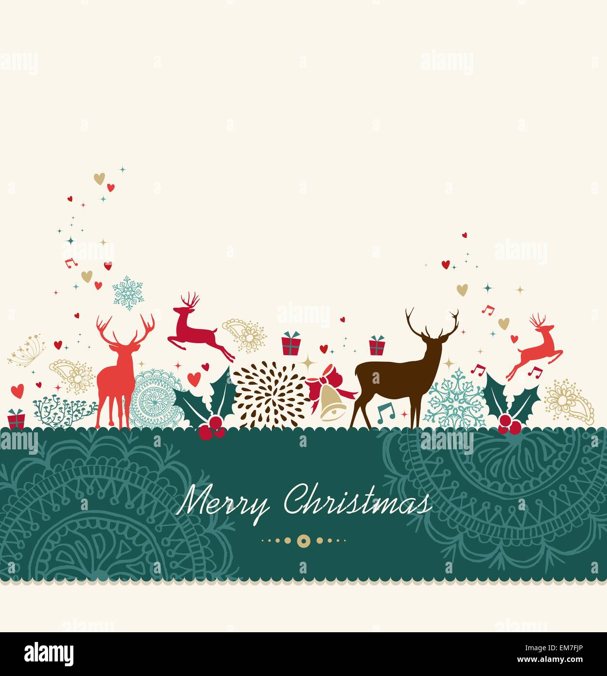 Vintage christmas card greeting Stock Vector Images - Alamy