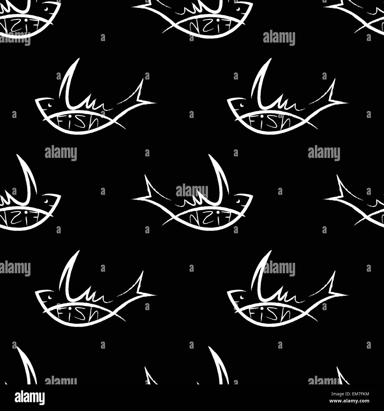 Fish pattern seamless black Stock Vector Images - Alamy