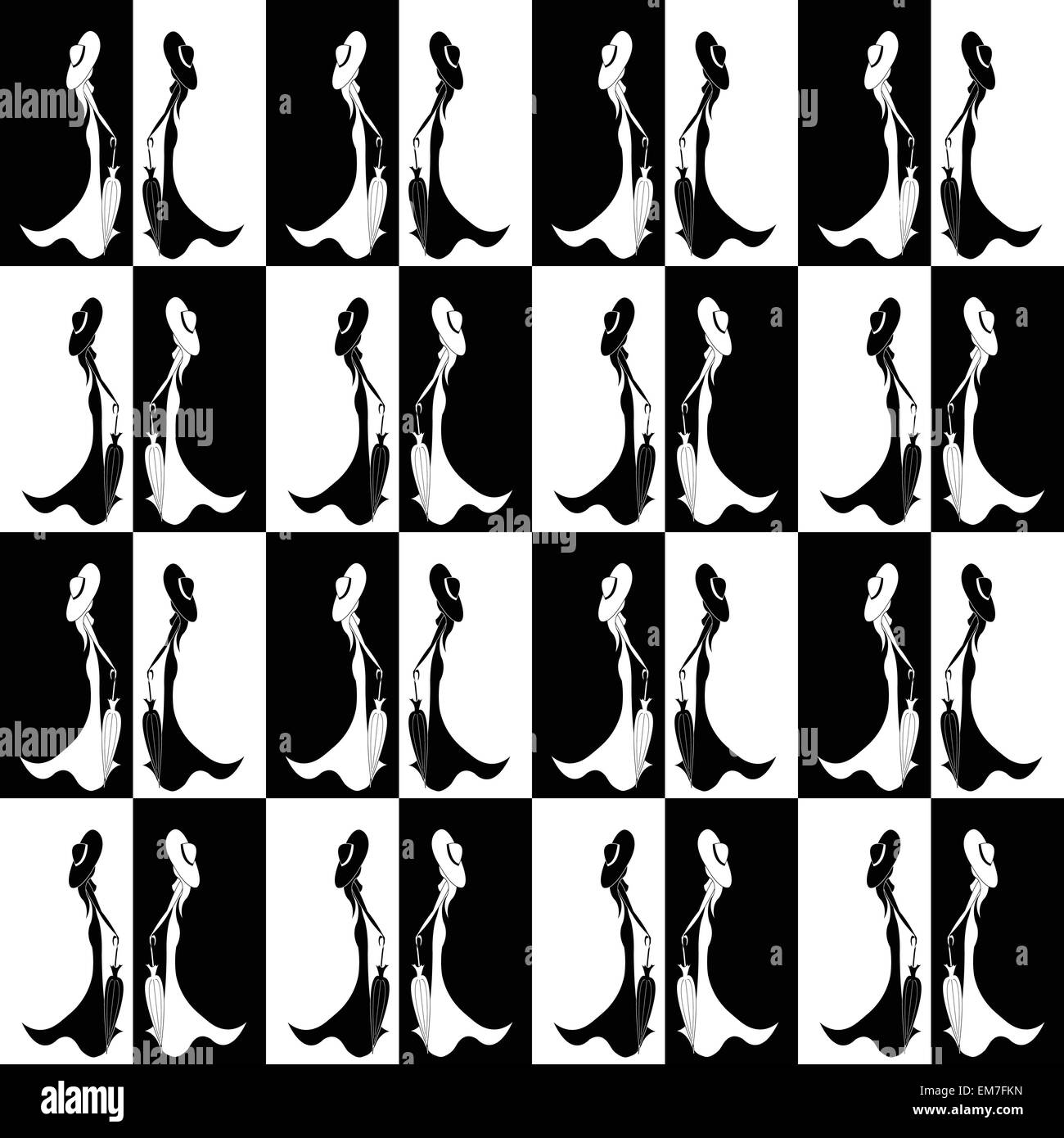 Seamless vector pattern women Black and White Stock Photos & Images - Alamy