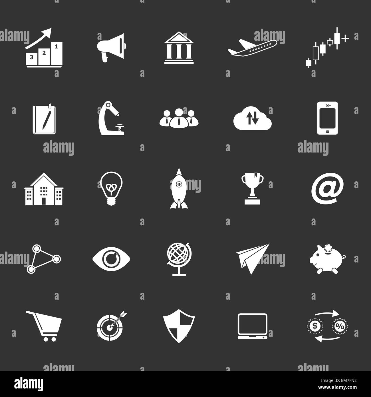 Startup business icons on gray background, stock vector Stock Vector ...