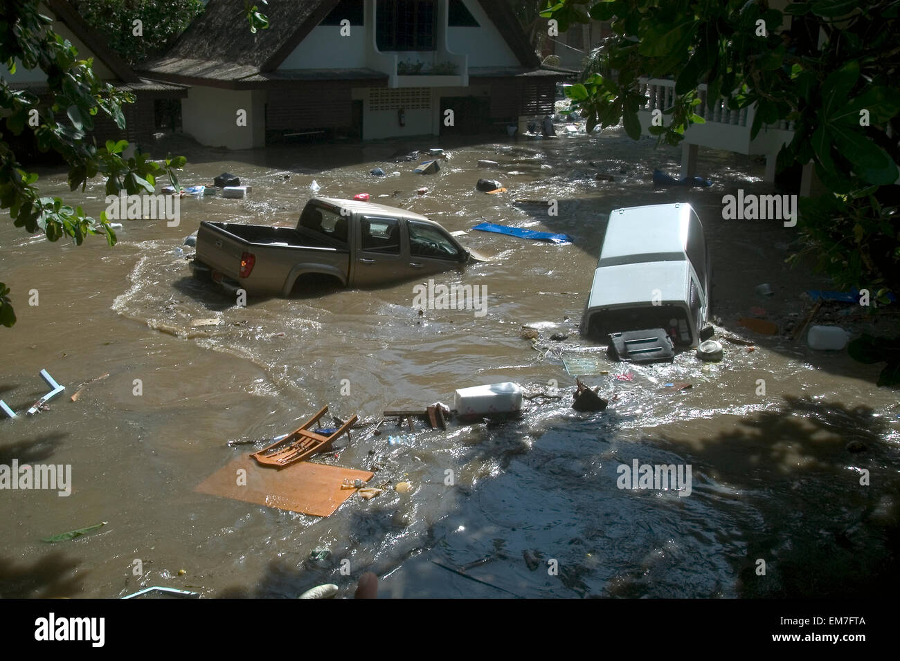 Thailand, Phuket, The Streets Flood With Water In The 12/04 Tsunami ...