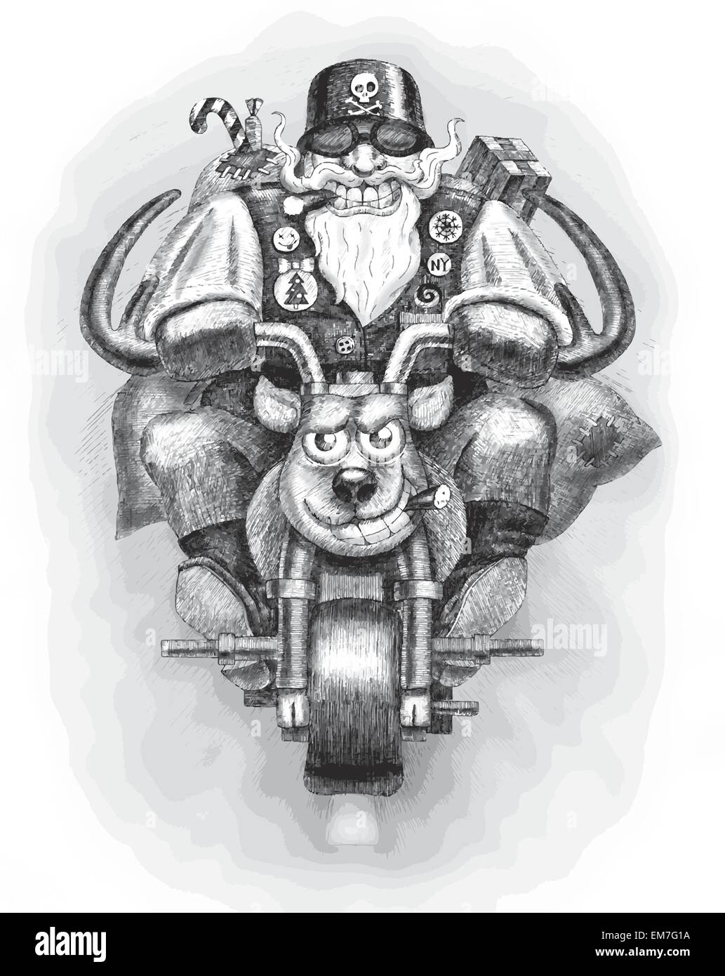 Biker Santa Cartoon