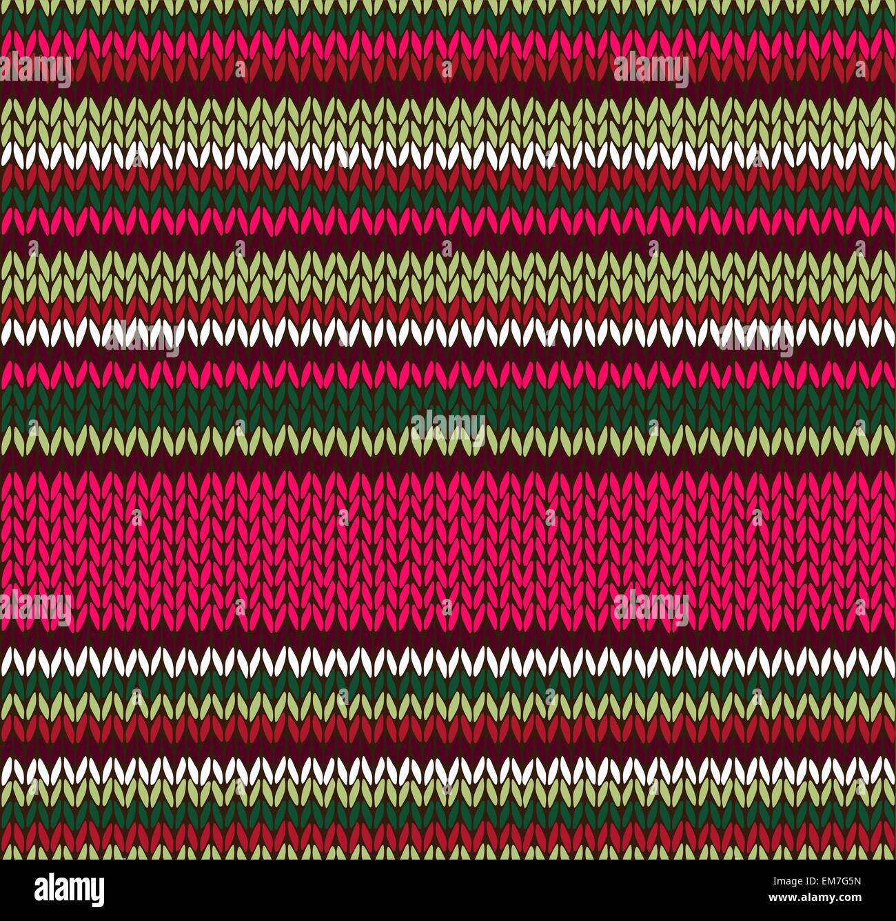 Style Seamless Knitted Pattern. Red Pink Green White Color Illus Stock ...