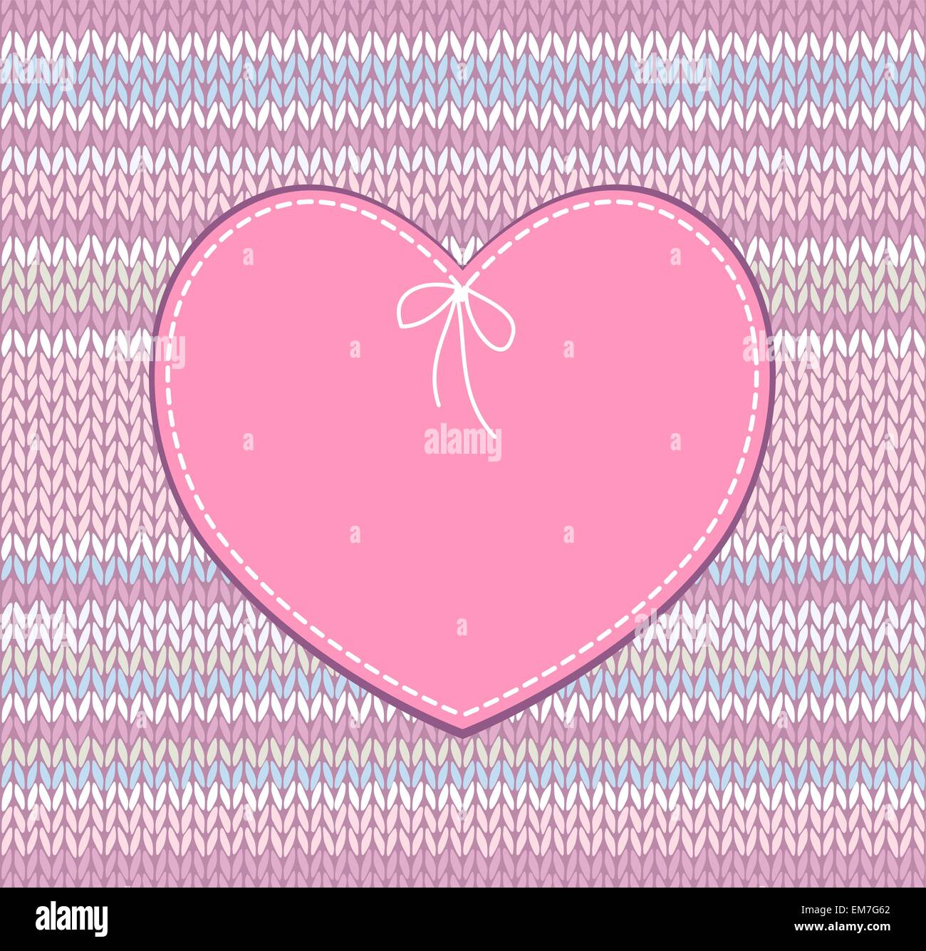 Vintage Card. Heart Shape Design with Knitted Pattern Stock Vector ...