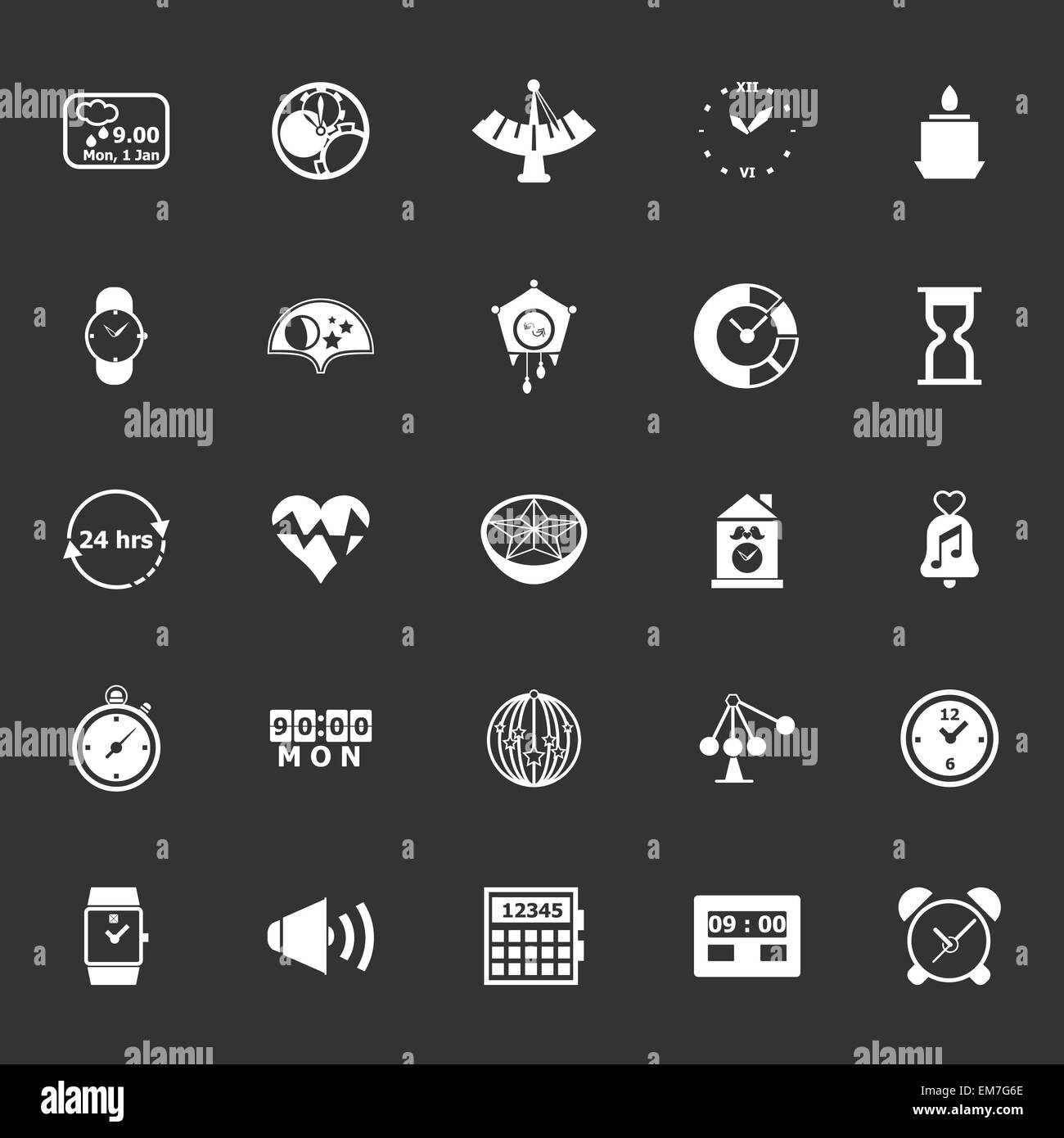 Design time icons on gray background, stock vector Stock Vector Image ...