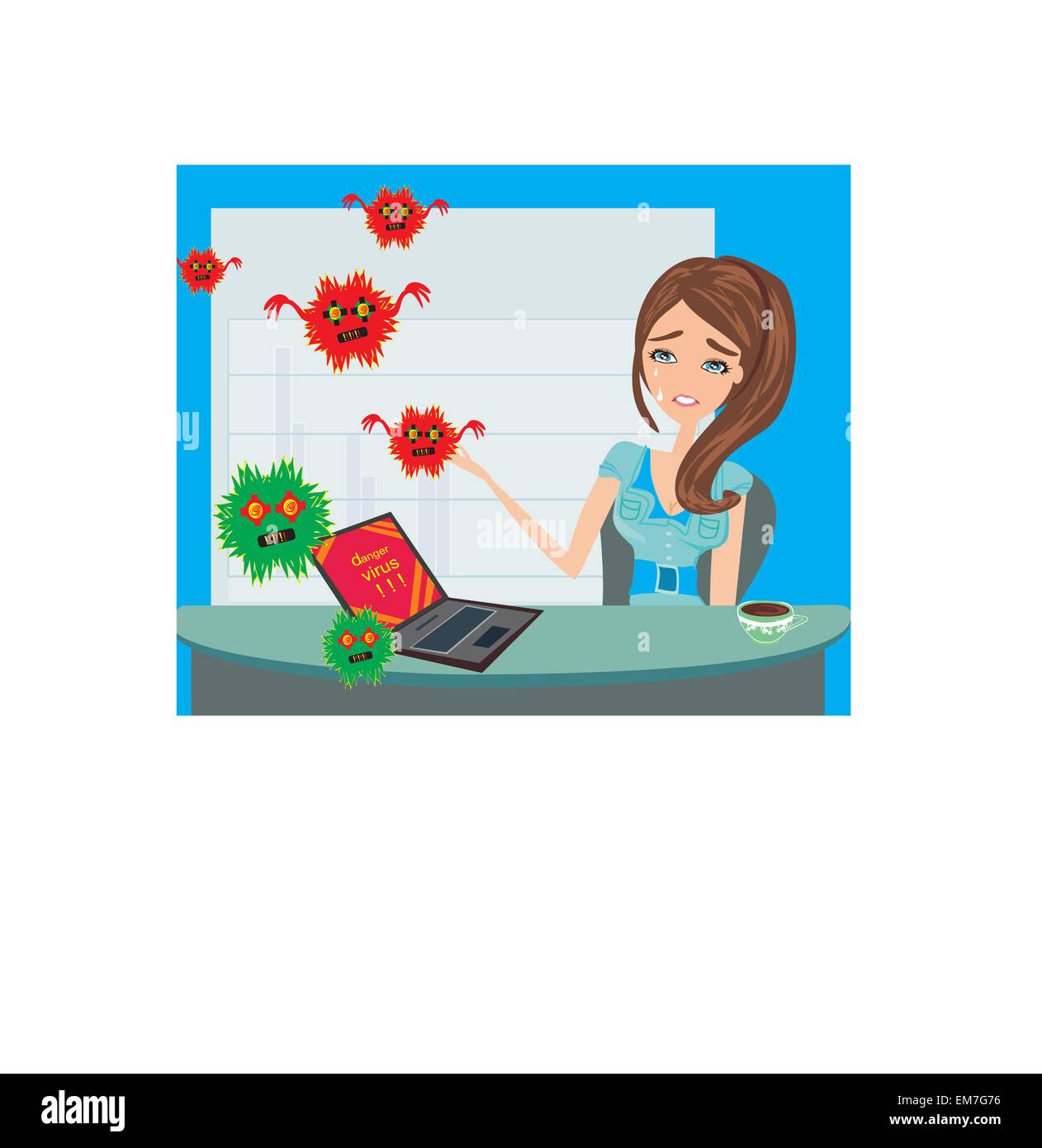 Computer virus attacking laptop in the office Stock Vector Image & Art ...