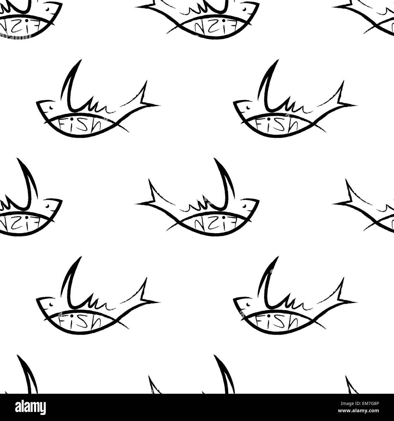 Fish pattern seamless black Stock Vector Images - Alamy