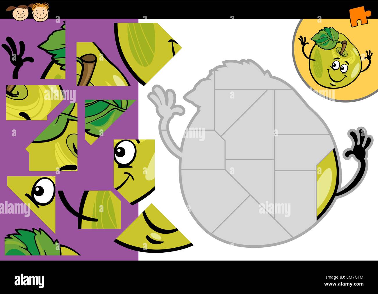 cartoon apple jigsaw puzzle game Stock Vector Image & Art - Alamy
