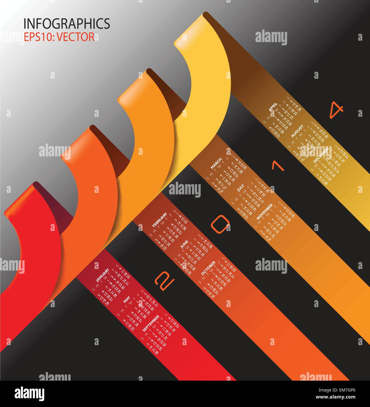 2014 Infographic Calendar Stock Vector Image & Art - Alamy