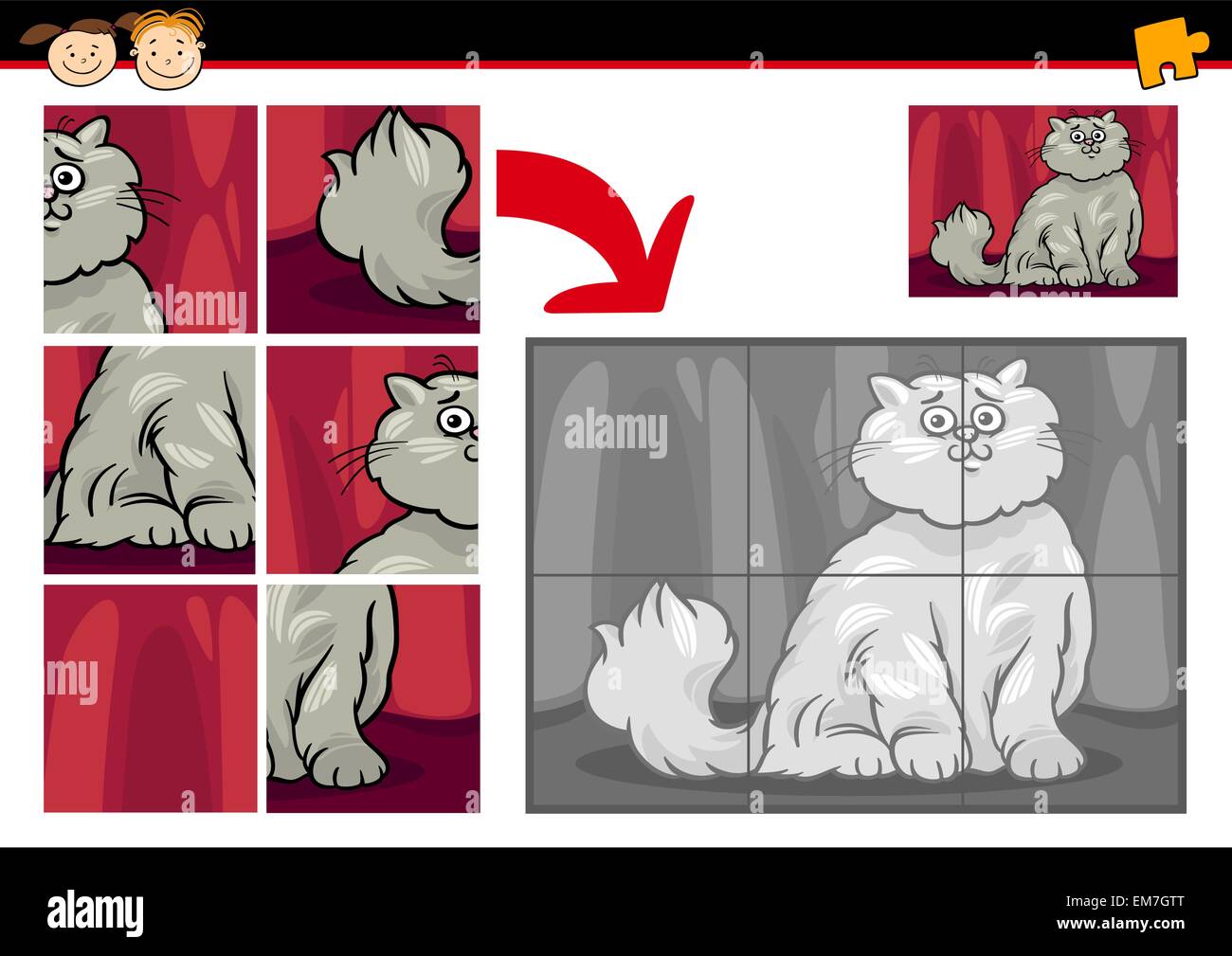 cartoon cat jigsaw puzzle game Stock Vector Image & Art - Alamy