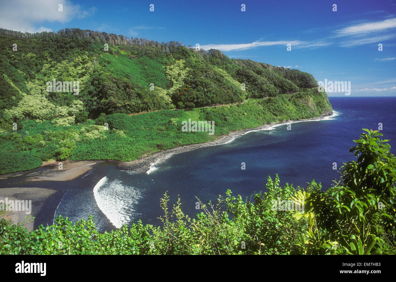 Hawaii, Maui, Hana Coast, Honomanu Bay Viewed From Hana Highway Stock ...