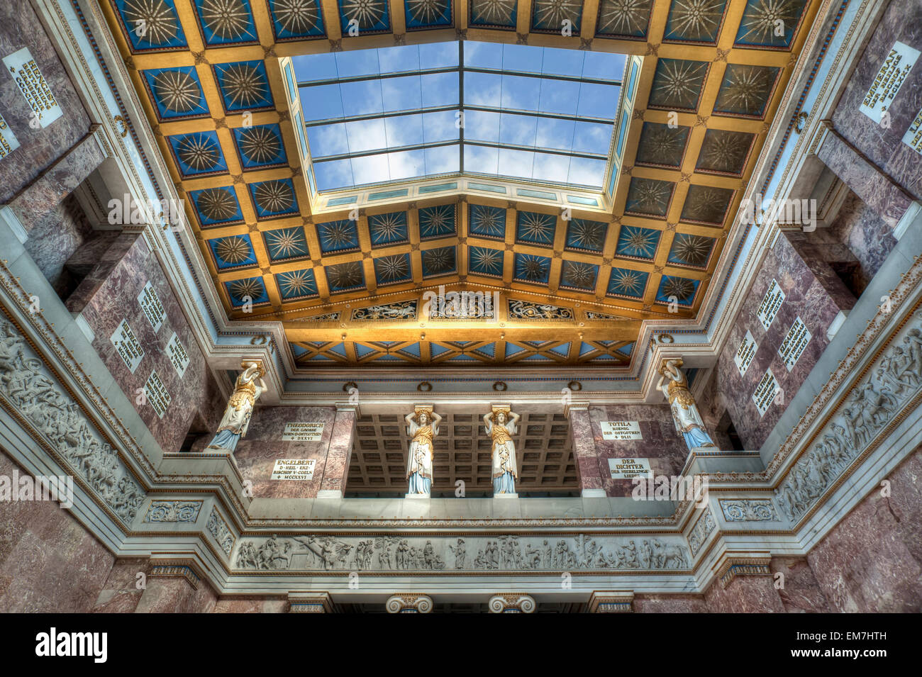 Walhalla Temple interior view to the loft with the caryatids ...