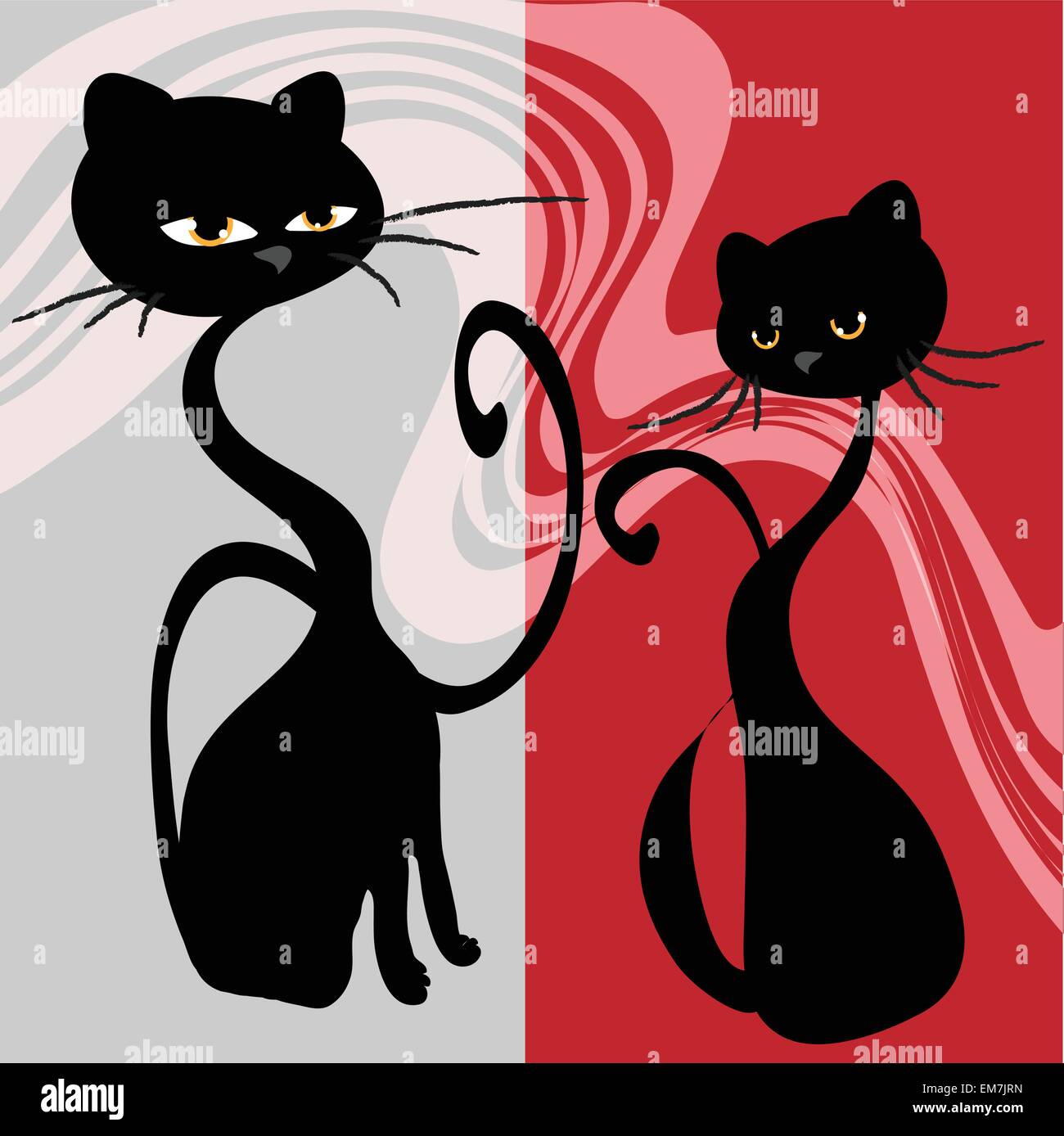 Cartoon Two Black Cats