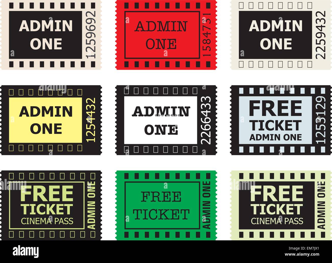 Admit One Cinema Ticket Stock Vector Image & Art - Alamy