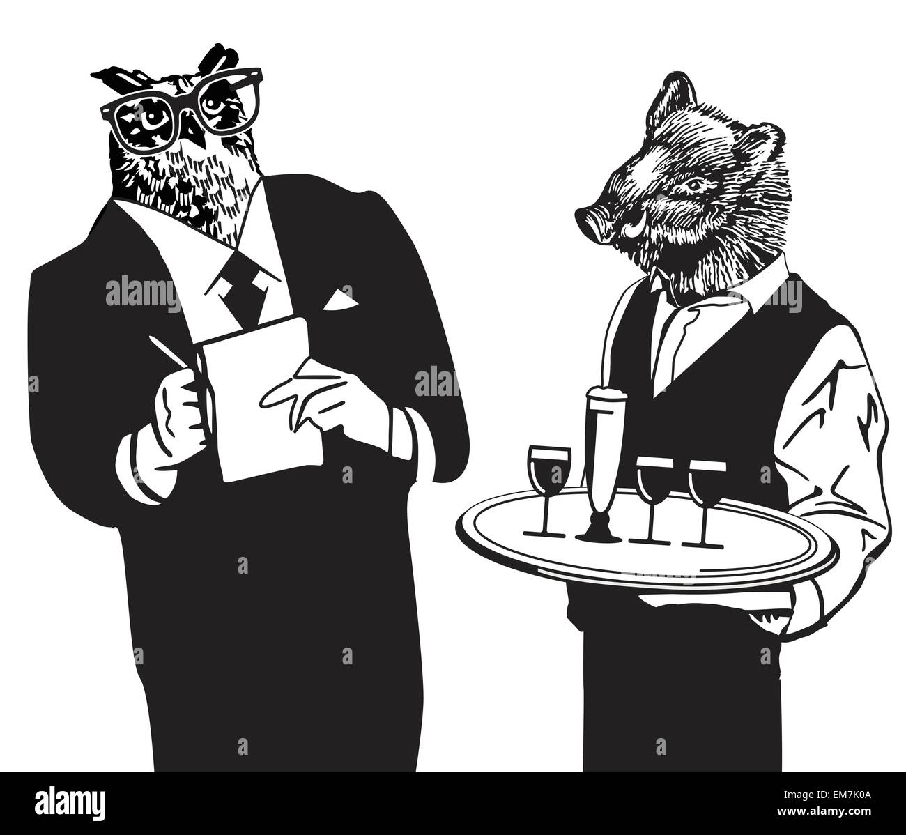 Waiter with menu Stock Vector Images - Alamy