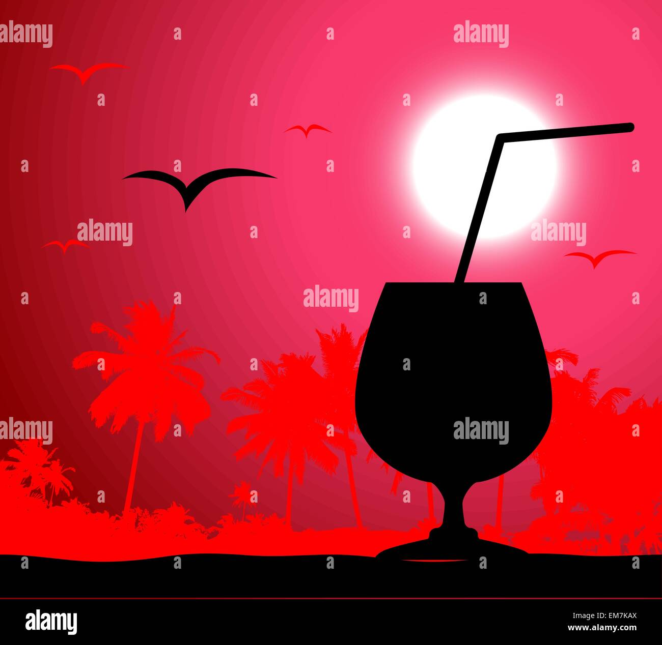 Tropical cocktail vector beach Stock Vector Images - Alamy