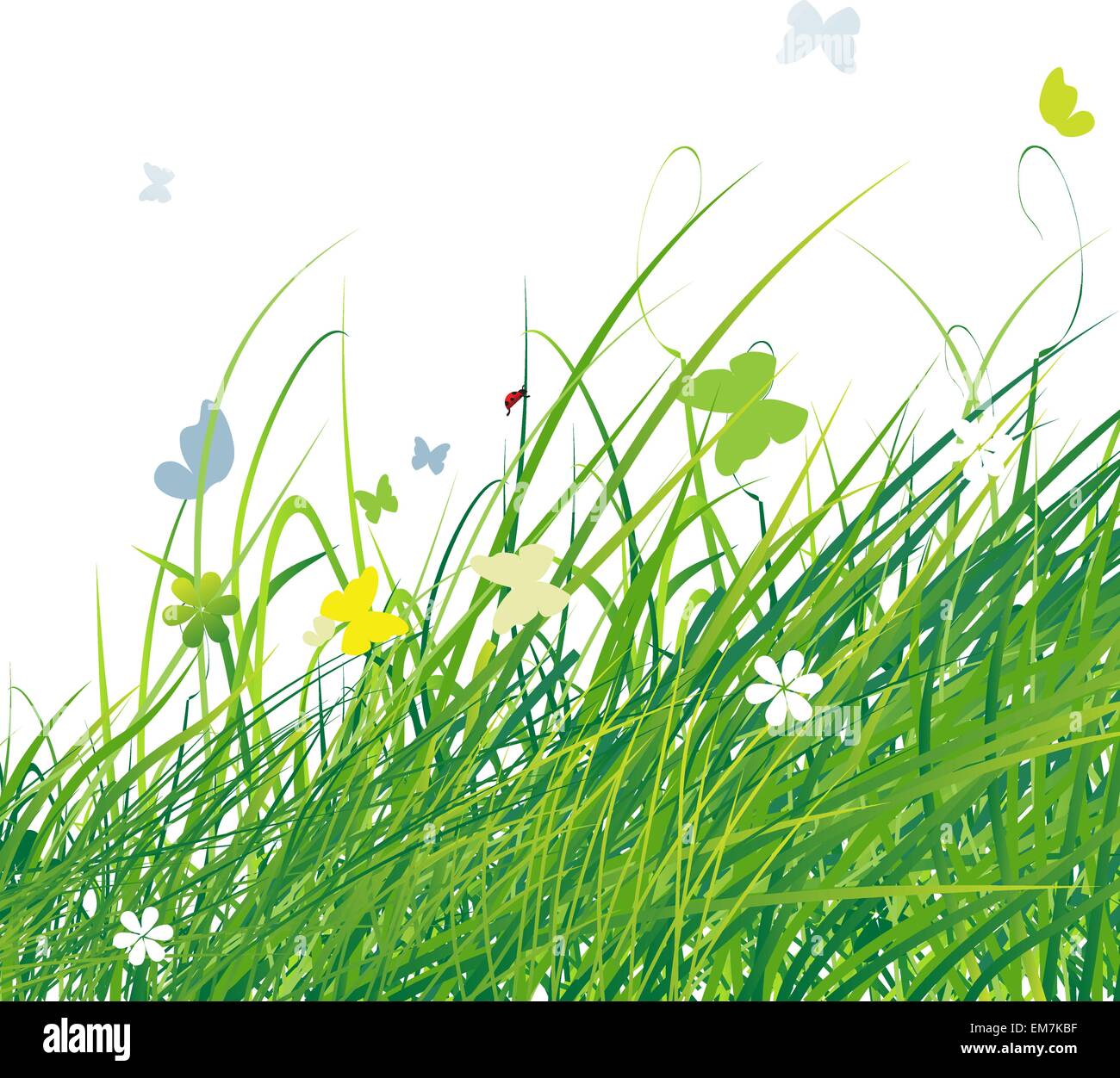 Green field with butterflies, summer background Stock Vector Image ...