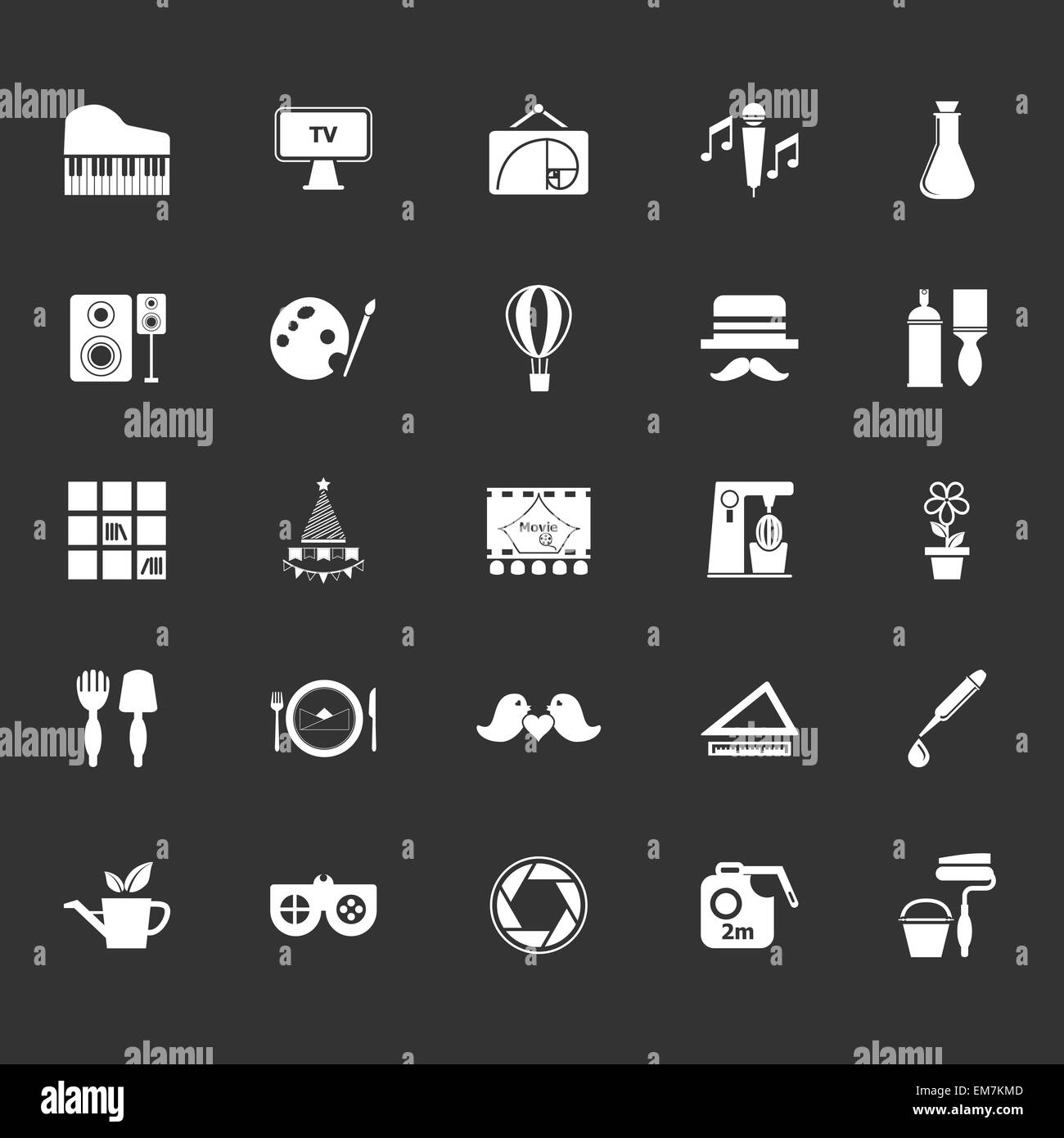 Art activity icons on gray background, stock vector Stock Vector Image ...