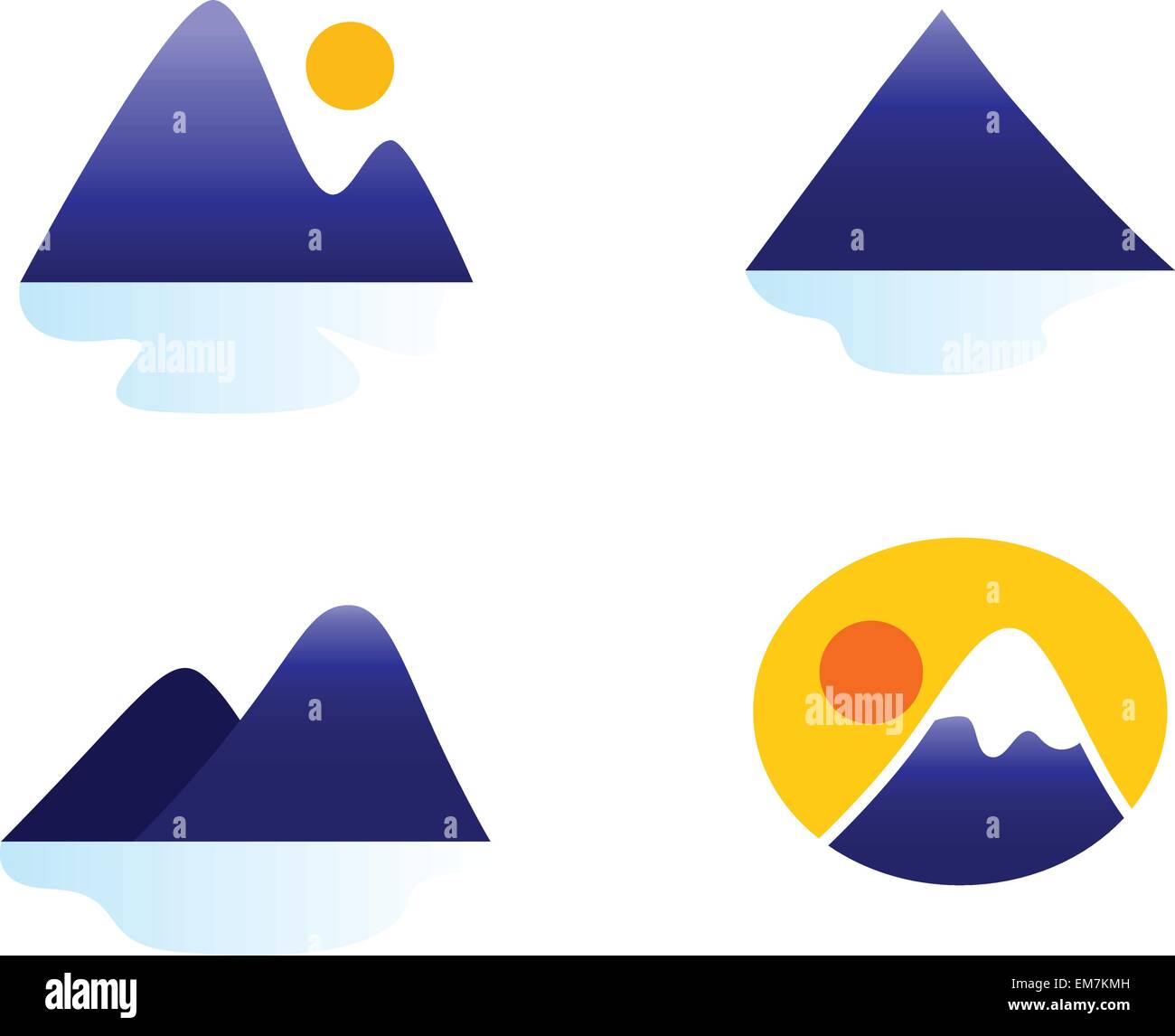 Mountains or hills icons collection isolated on white Stock Vector ...