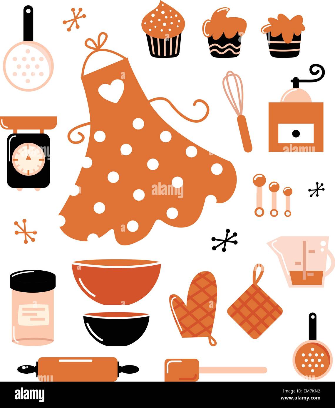 Baking icons or accessories set isolated on white ( orange Stock Vector ...