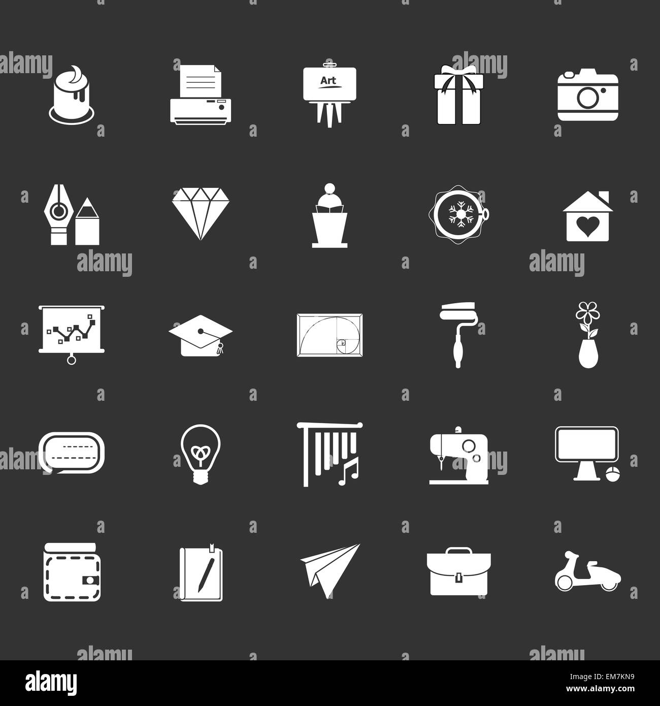Art and creation icons on gray background, stock vector Stock Vector ...
