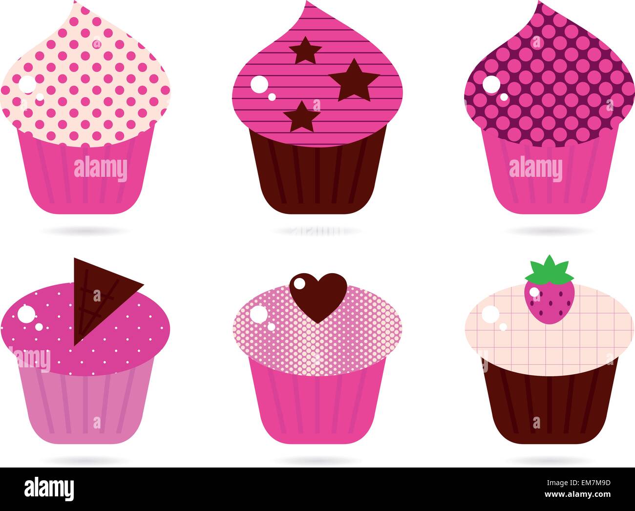 Tasty cupcakes on color Stock Vector Images - Alamy