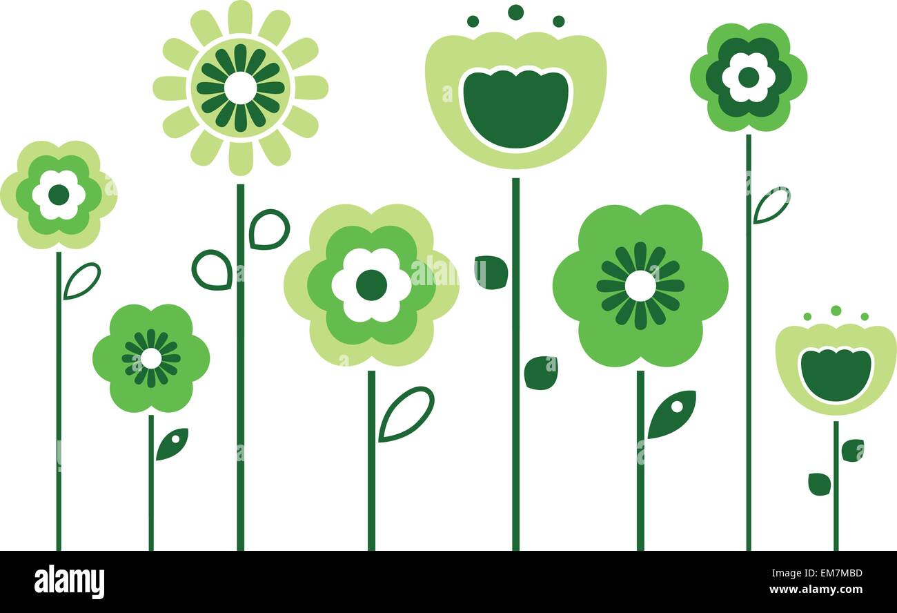 Retro spring flowers isolated on white Stock Vector Image & Art - Alamy