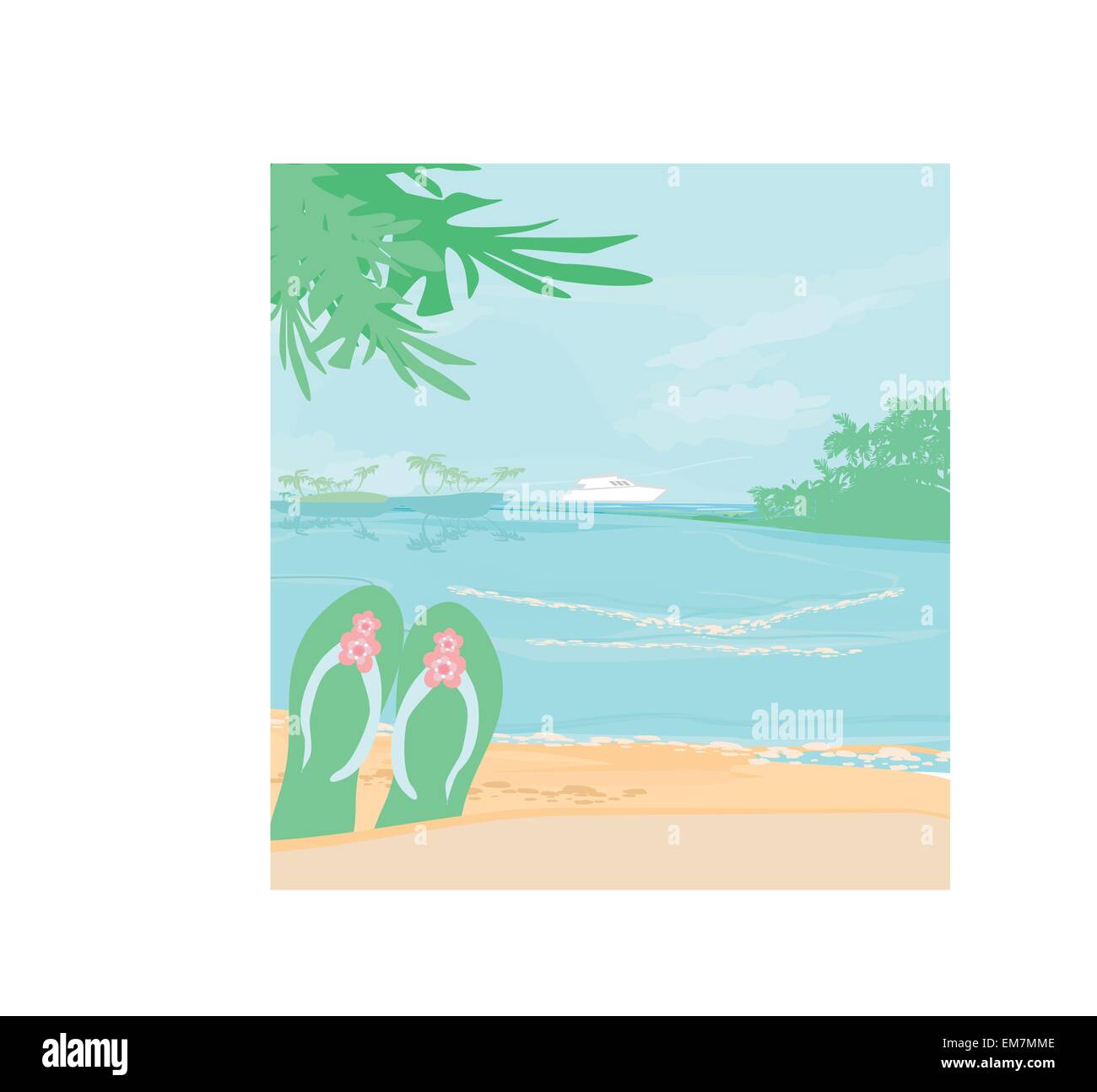 Blue sea cloudy sky background Stock Vector Images - Alamy