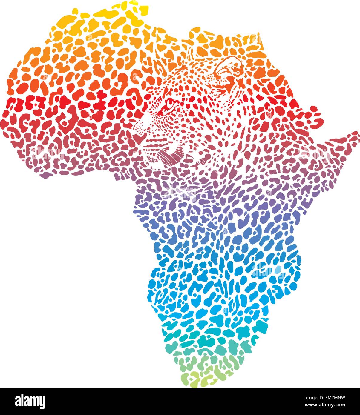 Abstract leopard skin and head in silhouette Africa Stock Vector Image ...