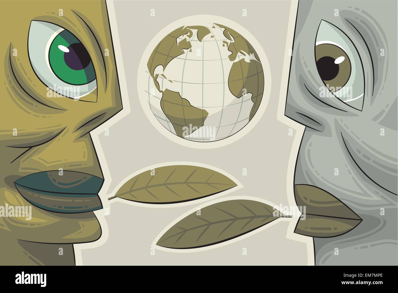 Two faces. Environmental dialogue Stock Vector Image & Art - Alamy