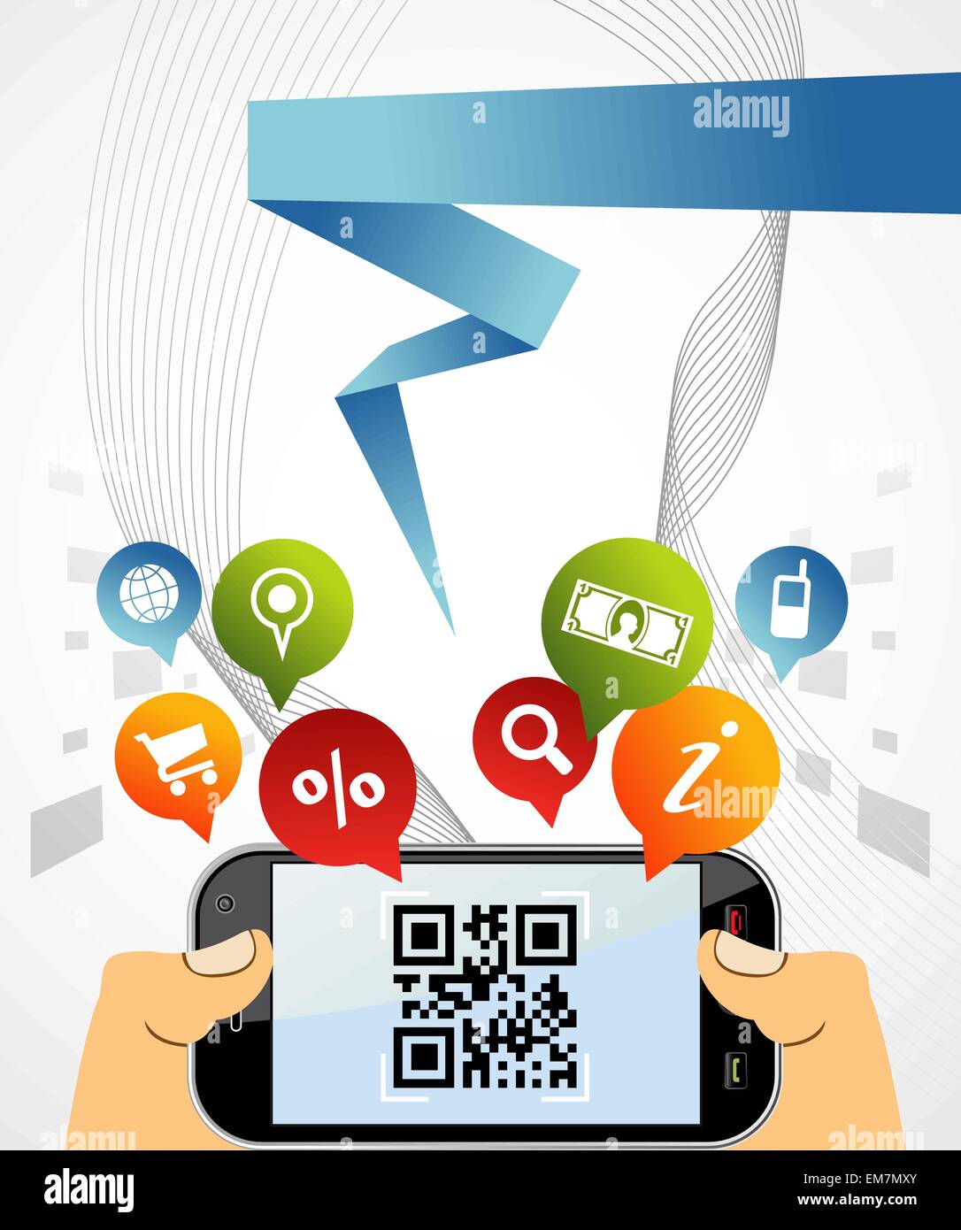 Smart Phone: QR code application background Stock Vector Image & Art ...
