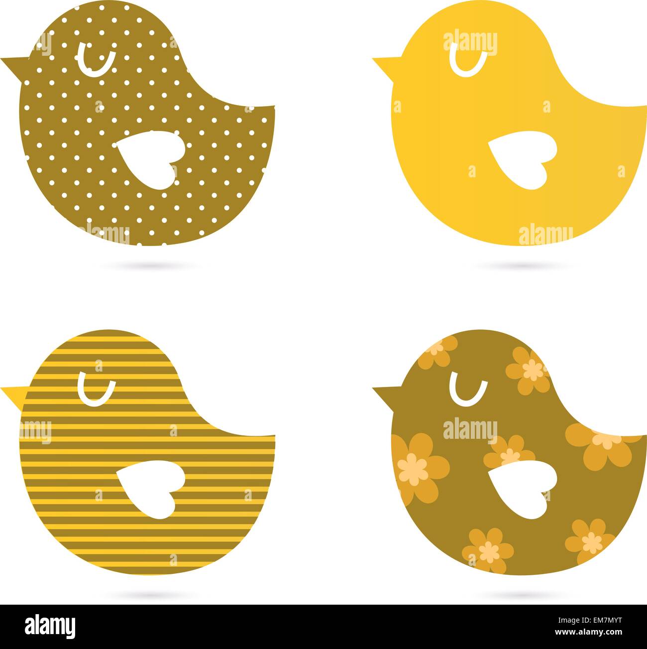 Abstract stylized bird set isolated on white Stock Vector Image & Art ...