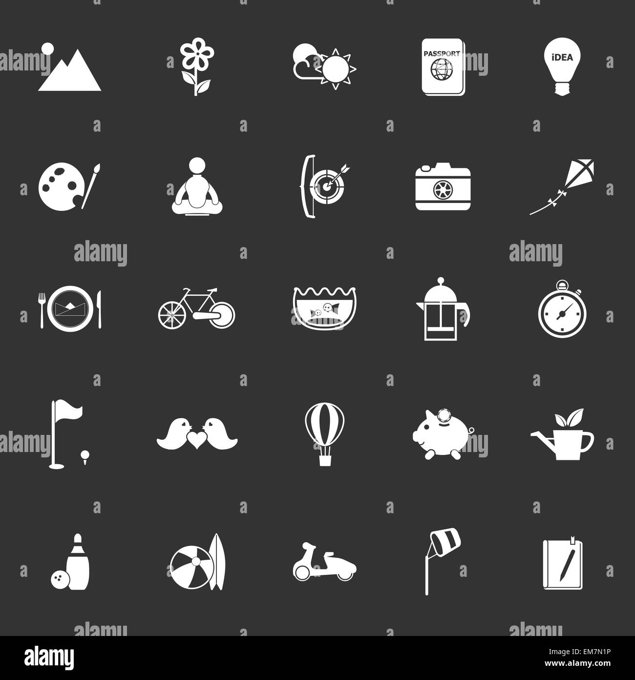 Slow life activity icons on gray background, stock vector Stock Vector ...