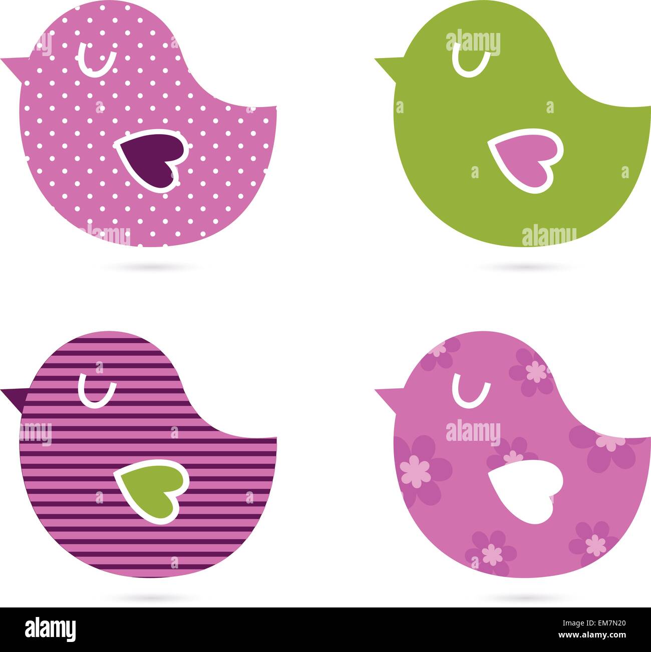 Cute abstract birds collection isolated on white Stock Vector Image ...