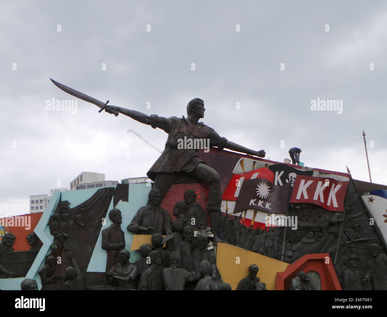 Manila, Philippines. 17th Apr, 2015. A man cleaning the mural of ...