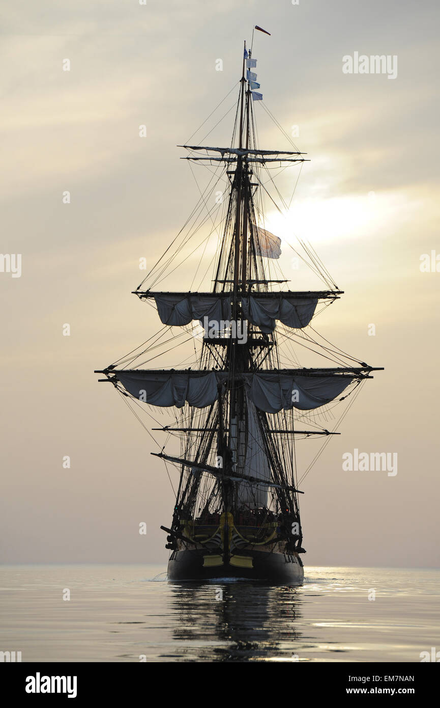 La Rochelle (western-France): Lafayette's Hermione frigate at sea (2015 ...