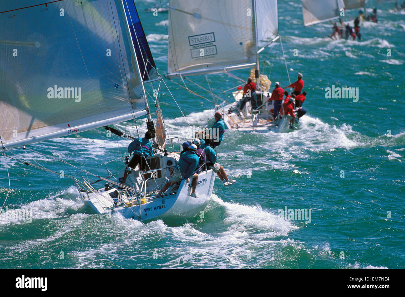 California, San Francisco, 96 Big Boat Race, Line Of Yachts, Sail ...