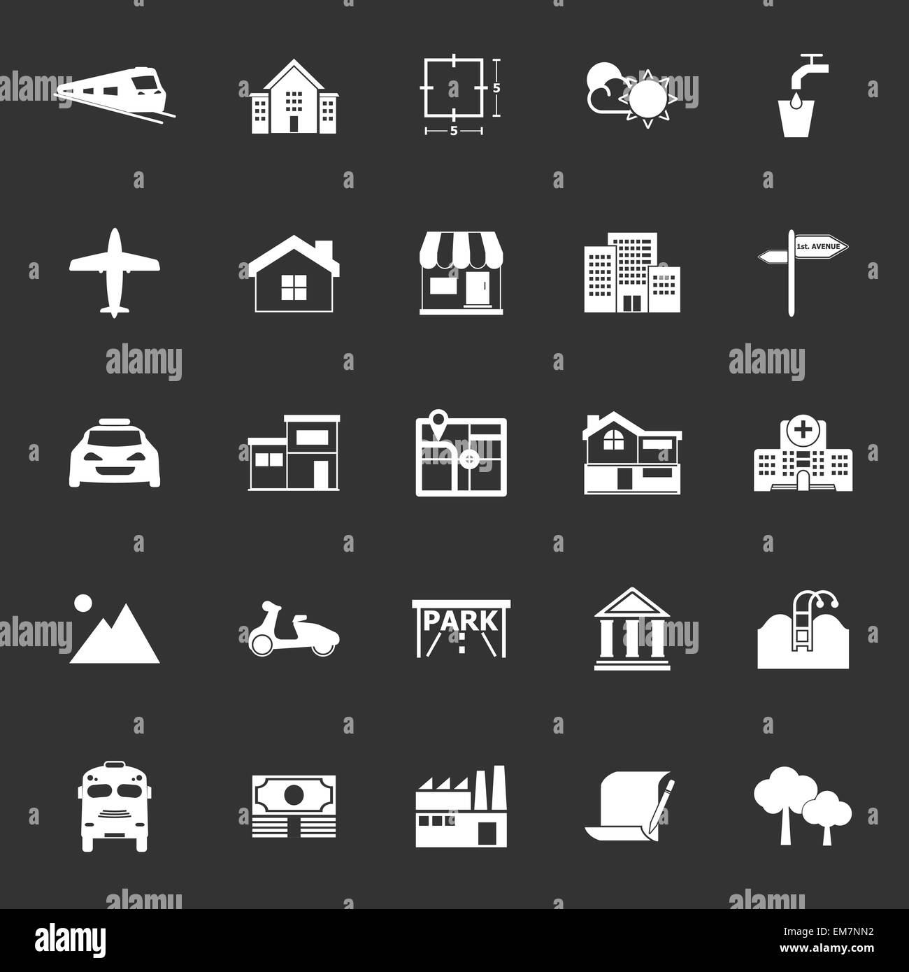 Real estate icons on gray background, stock vector Stock Vector Image ...