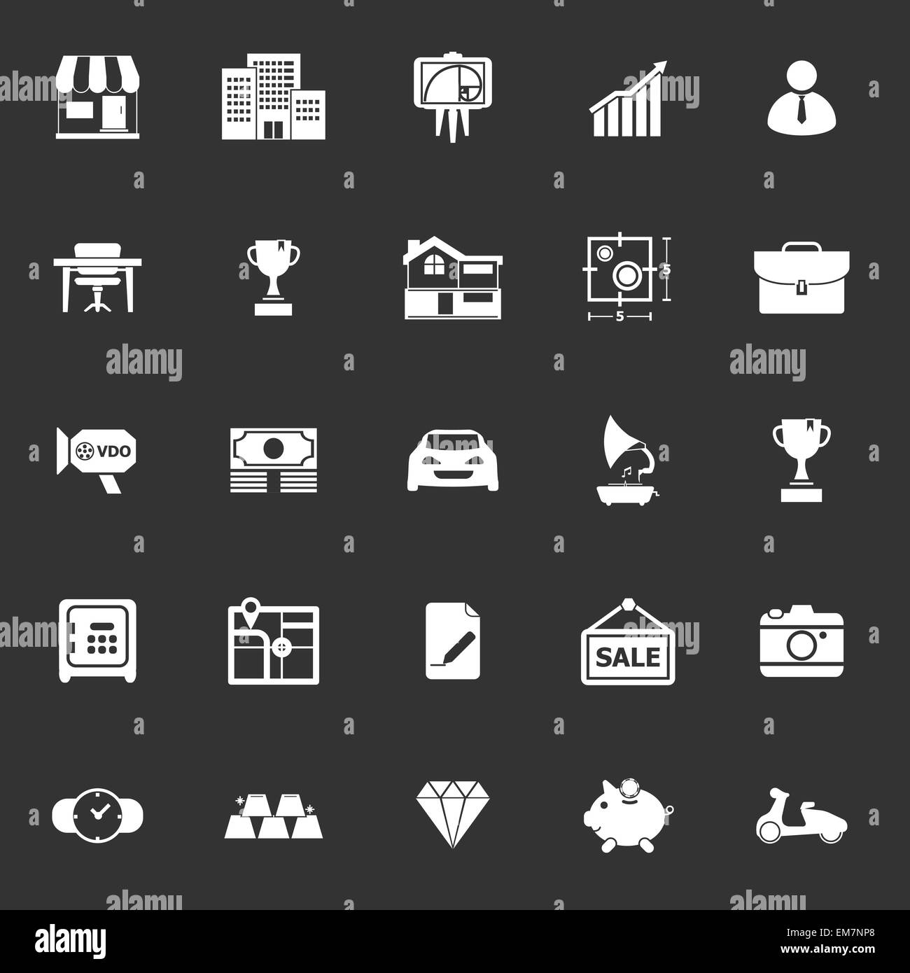 Asset and property icons on gray background, stock vector Stock Vector ...