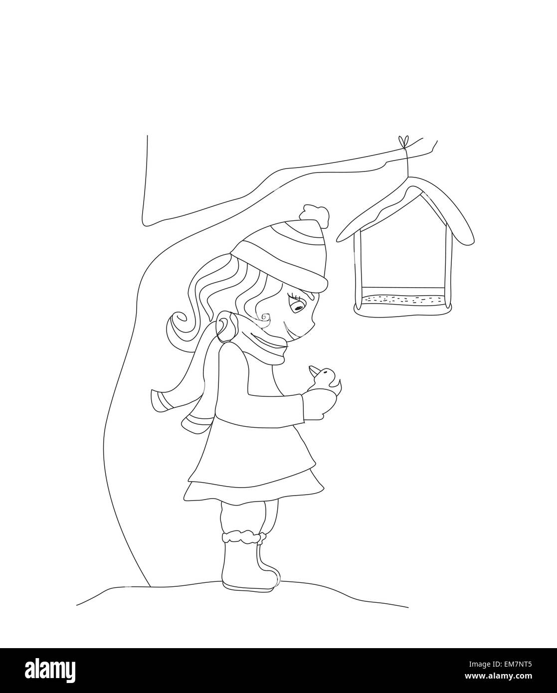 Bird feeder illustration Stock Vector Images - Alamy