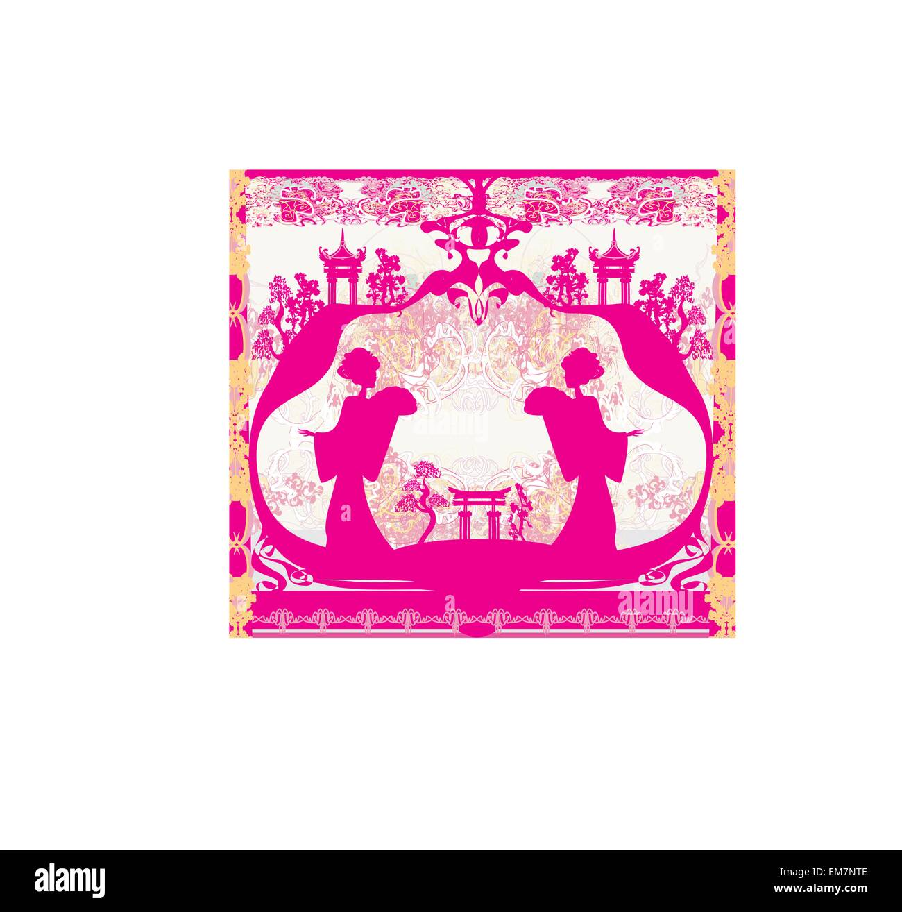 beautiful Asian girl abstract frame Stock Vector Image & Art - Alamy