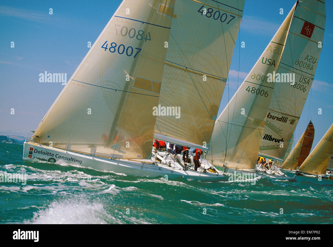 California, San Francisco, Big Boat Series, Many Yachts Sailing Through ...