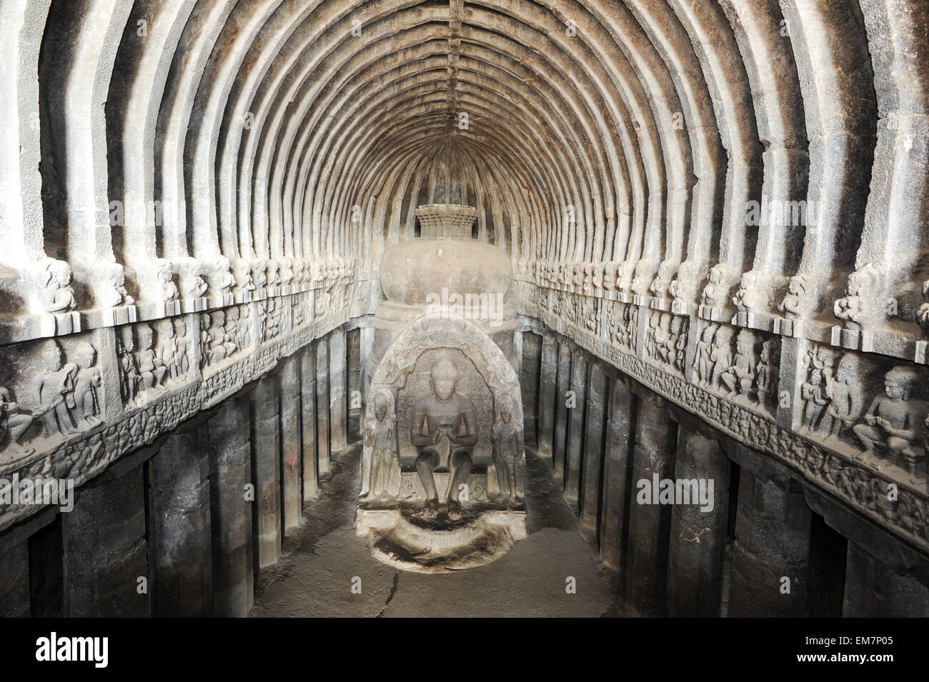 Statue of Buddha on Ellora caves near Aurangabad, Maharashtra state in ...