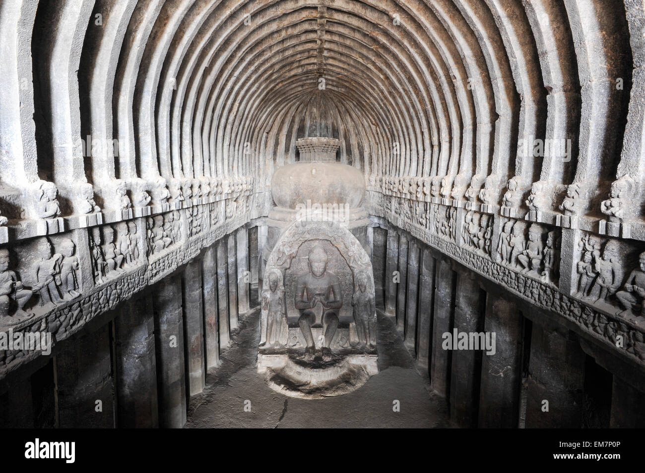 Statue of Buddha on Ellora caves near Aurangabad, Maharashtra state in ...