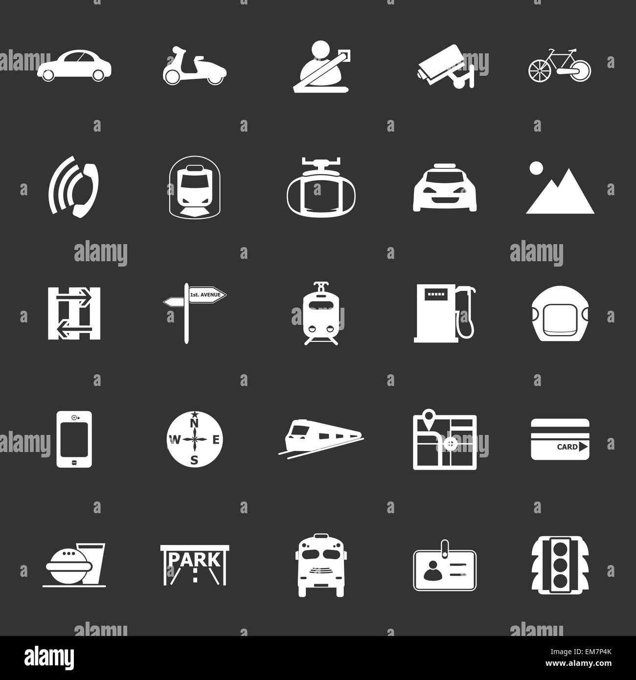 Land transport related icons on gray background, stock vector Stock ...