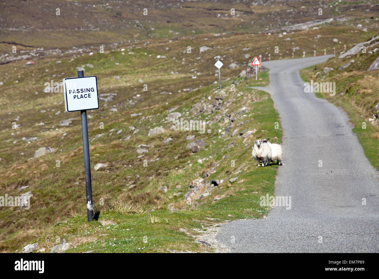 Single track road on the isle of Harris, Scotland Stock Photo - Alamy