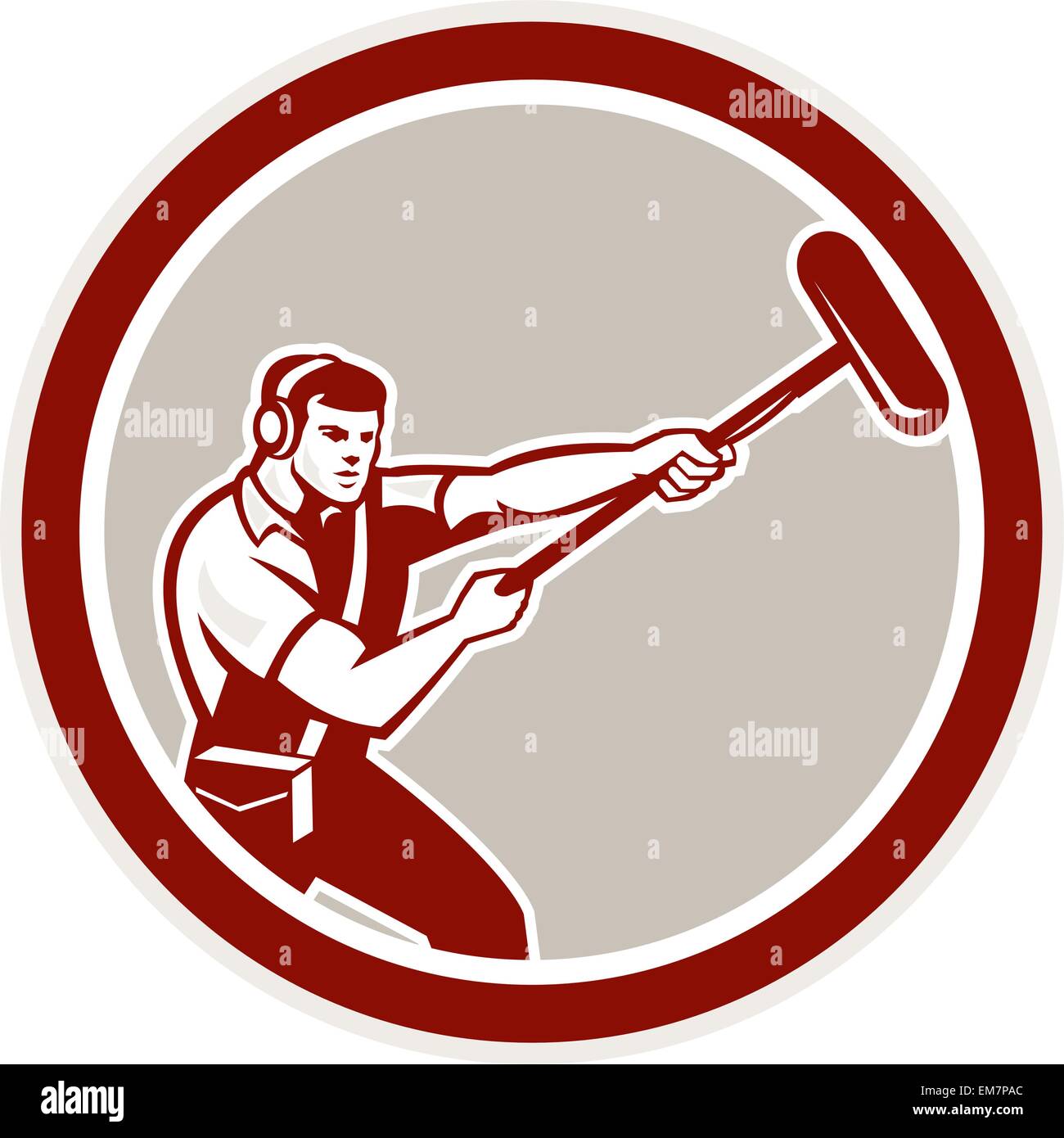 Soundman Film Crew Microphone Circle Retro Stock Vector Image & Art - Alamy