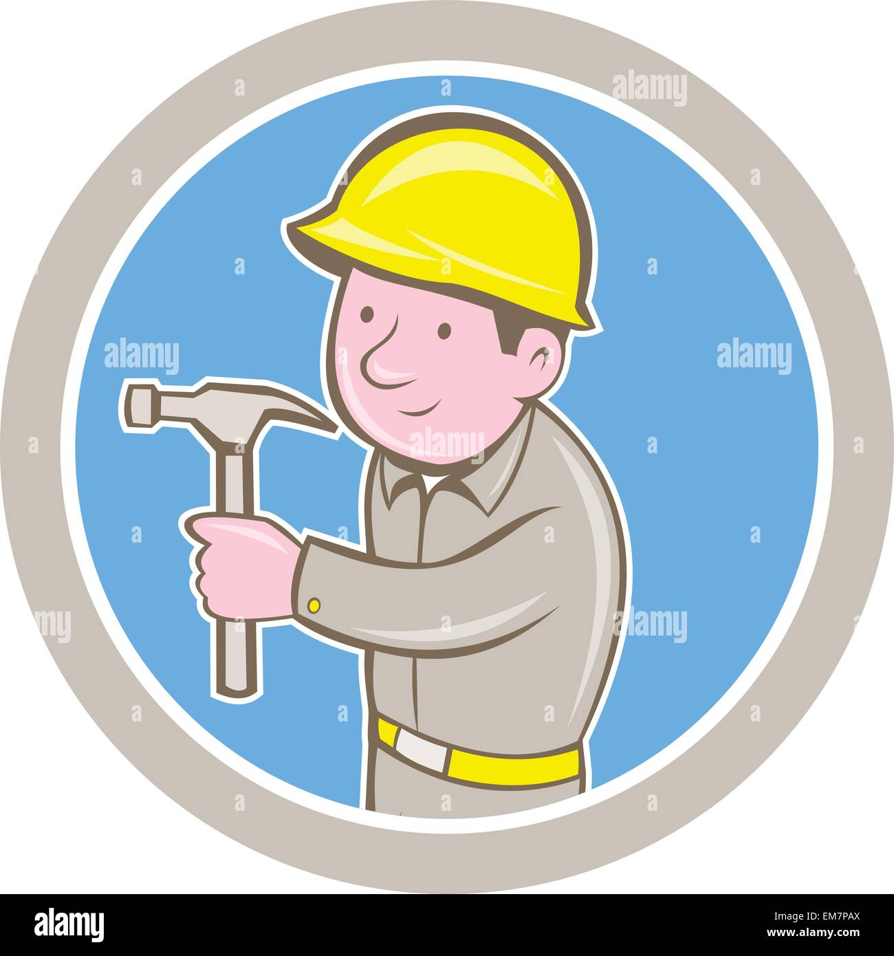 Carpenter Builder Hammer Circle Cartoon Stock Vector Image & Art - Alamy